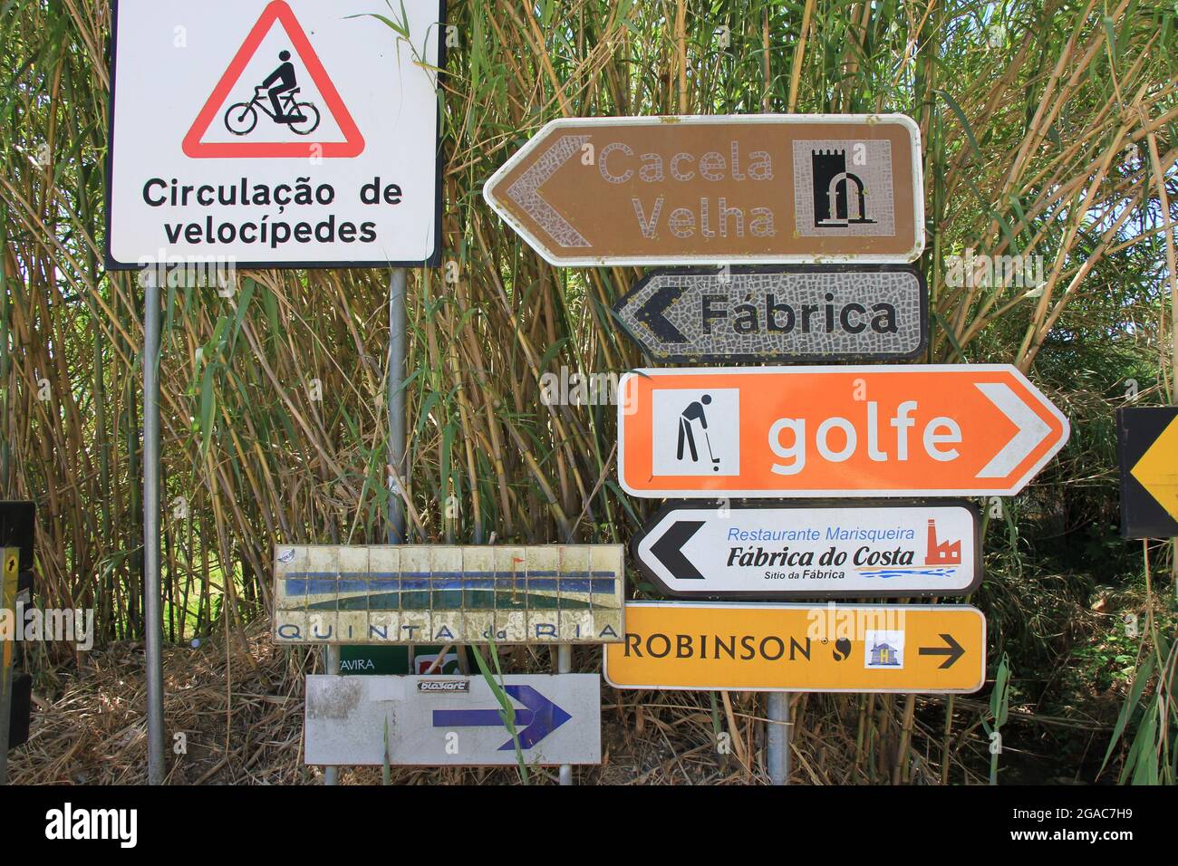 Road signs near Robinsons Club, Algarve, Portugal Stock Photo - Alamy
