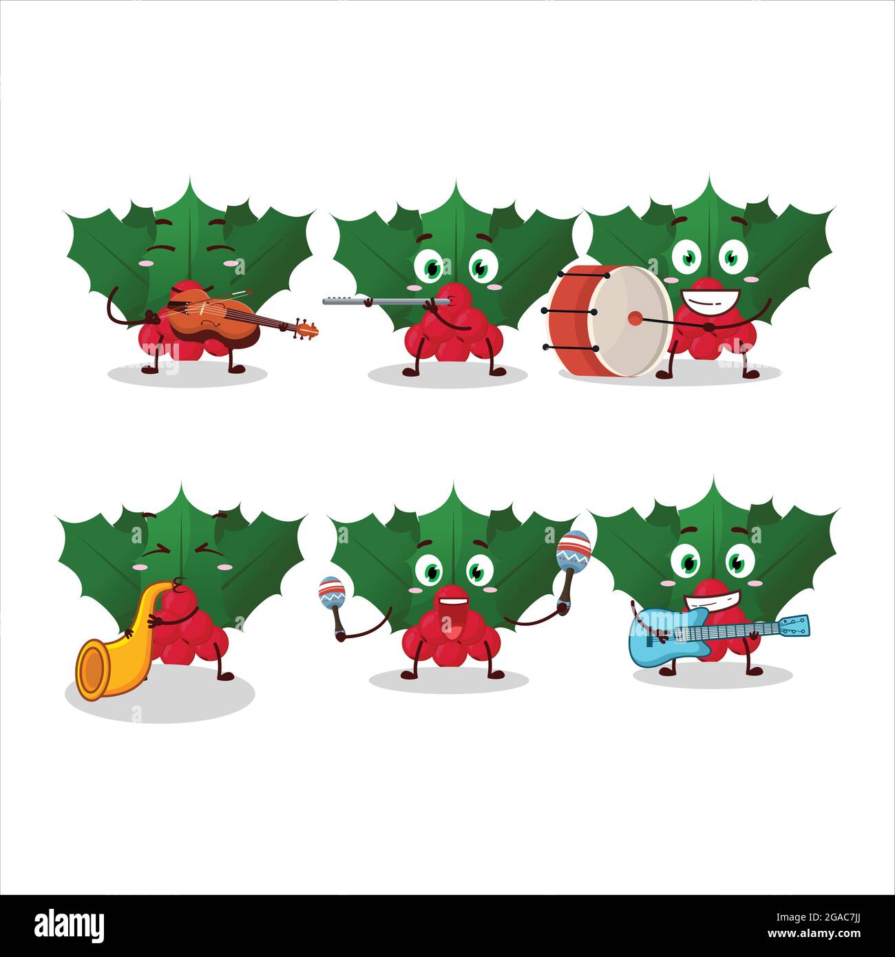 Cartoon character of holly berry playing some musical instruments Stock ...