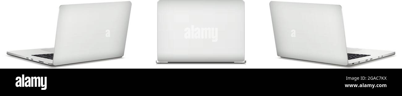 Laptop backside mockup isolated on white background Stock Vector Image ...
