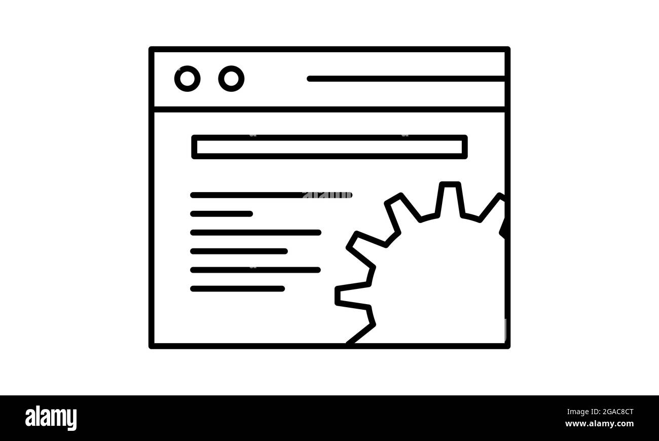 Website settings symbol. web browser and gears line icon, outline ...