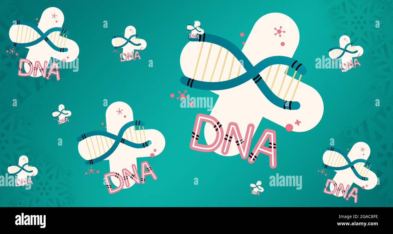 Composition of dna strands and crosses on green background Stock Photo ...