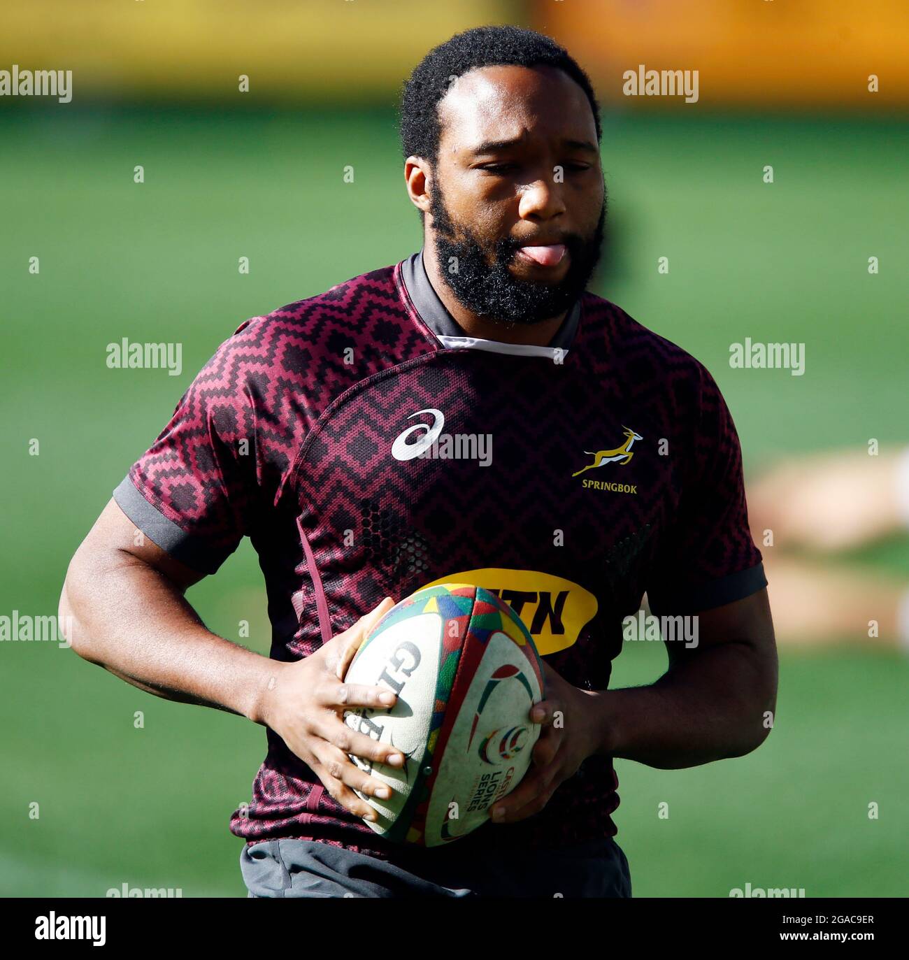 South Africa's Lukhanyo Am during the captains run at the Cape Town ...