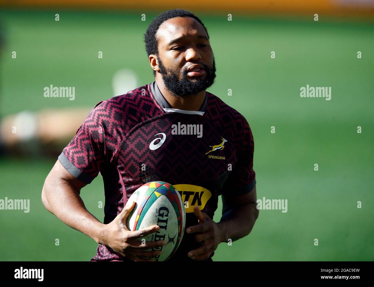South Africa's Lukhanyo Am during the captains run at the Cape Town ...