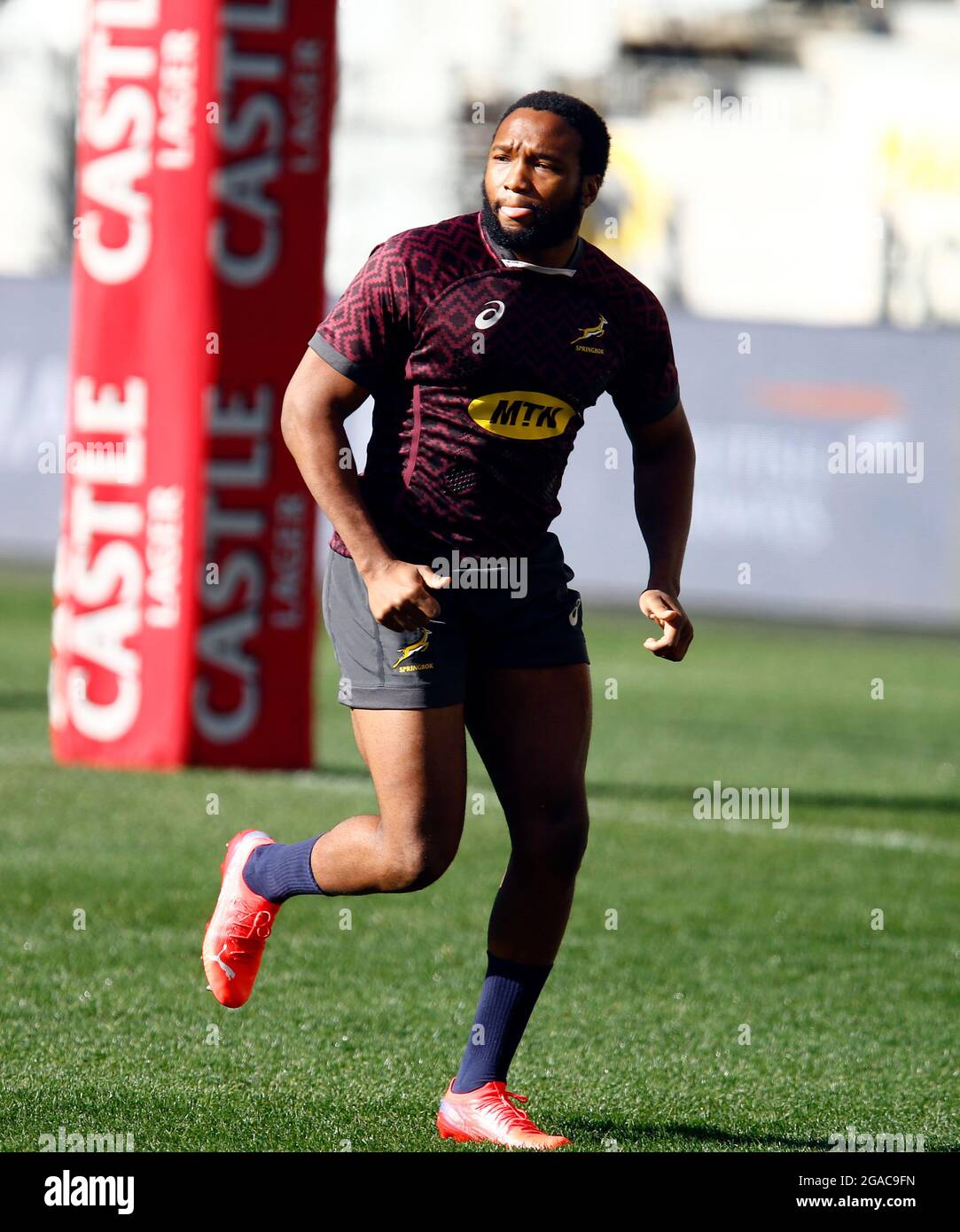 South Africa's Lukhanyo Am during the captains run at the Cape Town ...