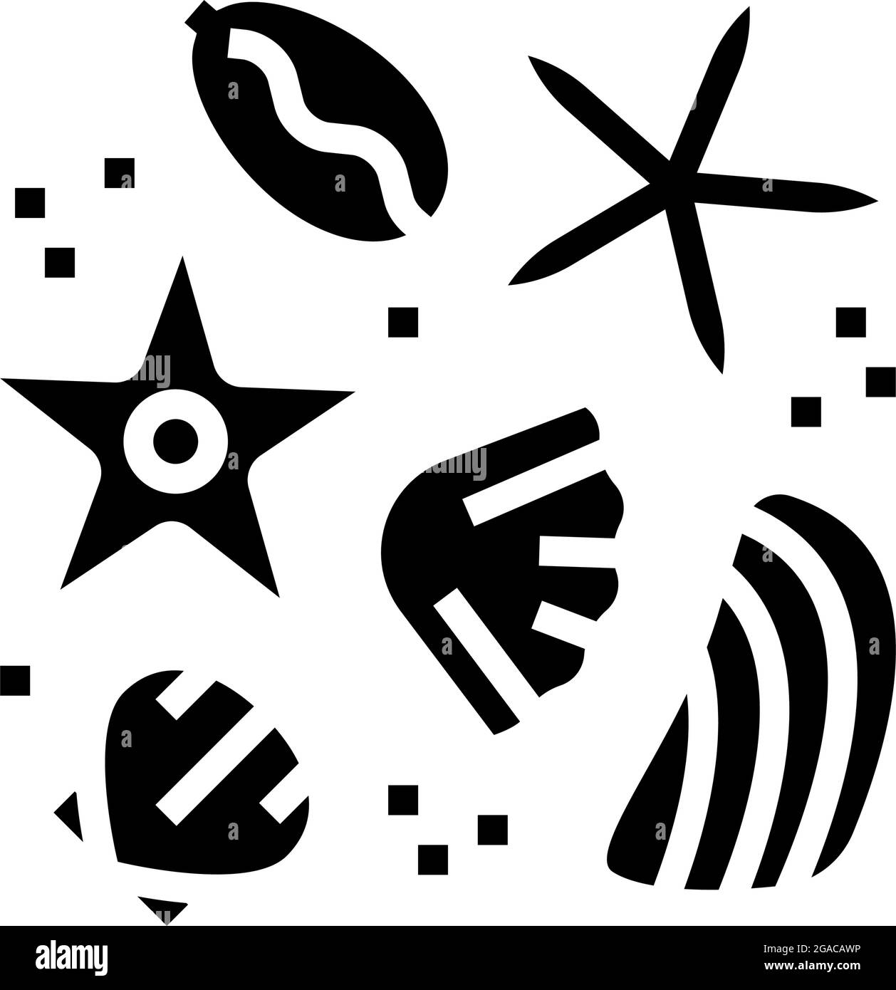 sea star and shell resin art glyph icon vector illustration Stock ...