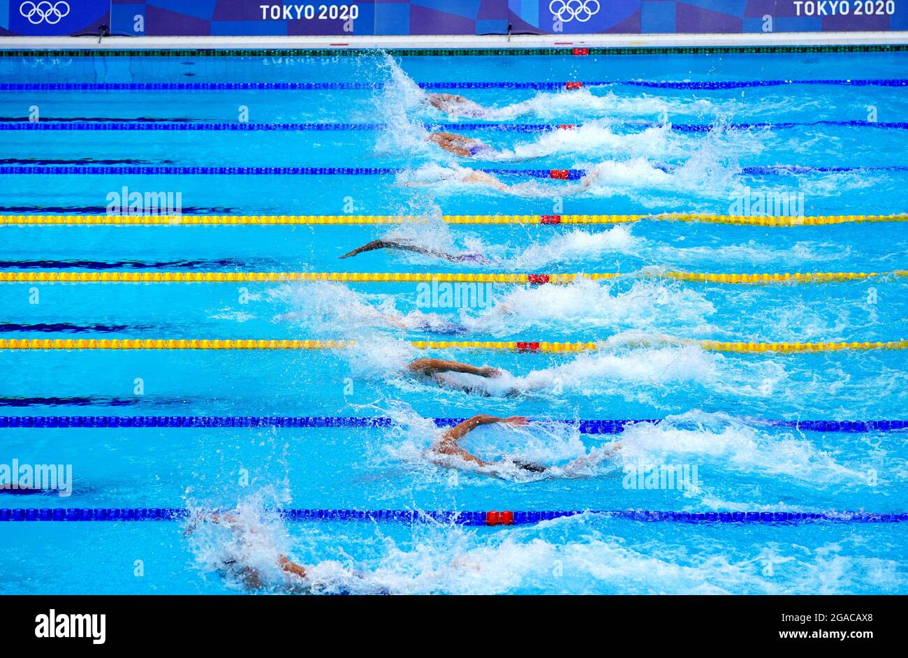 A general view of the competitors in action during the Men's 50m ...