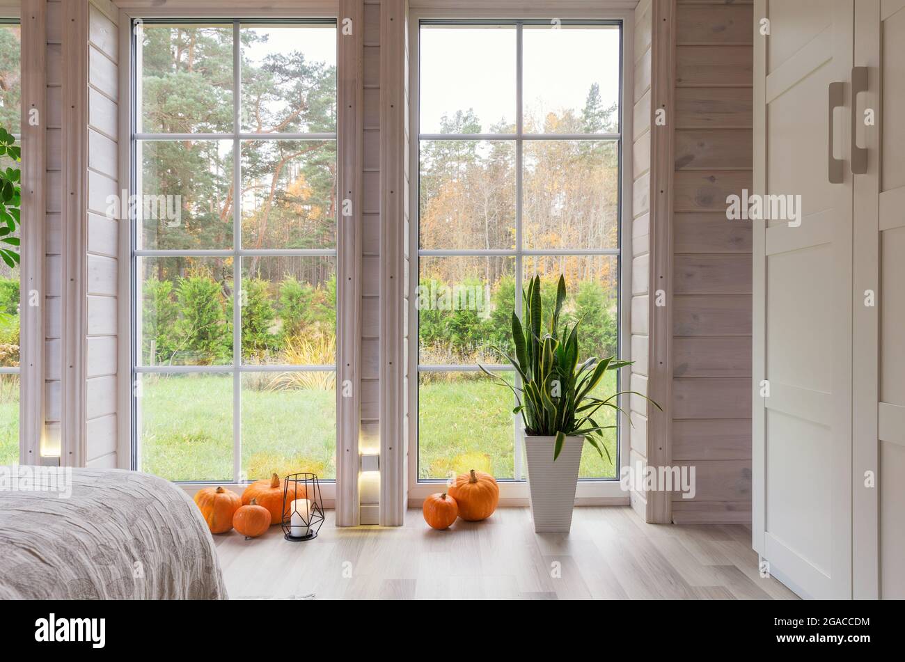 Bright photo studio interior with big window, high ceiling, white ...