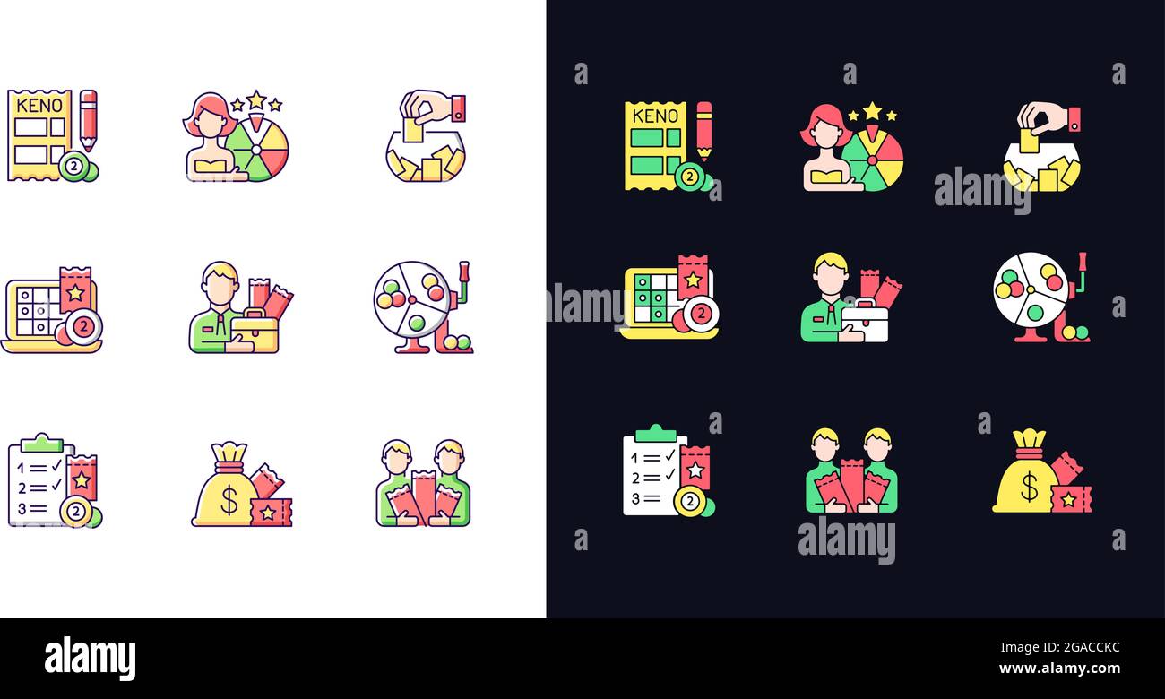 Gambling game types light and dark theme RGB color icons set Stock ...