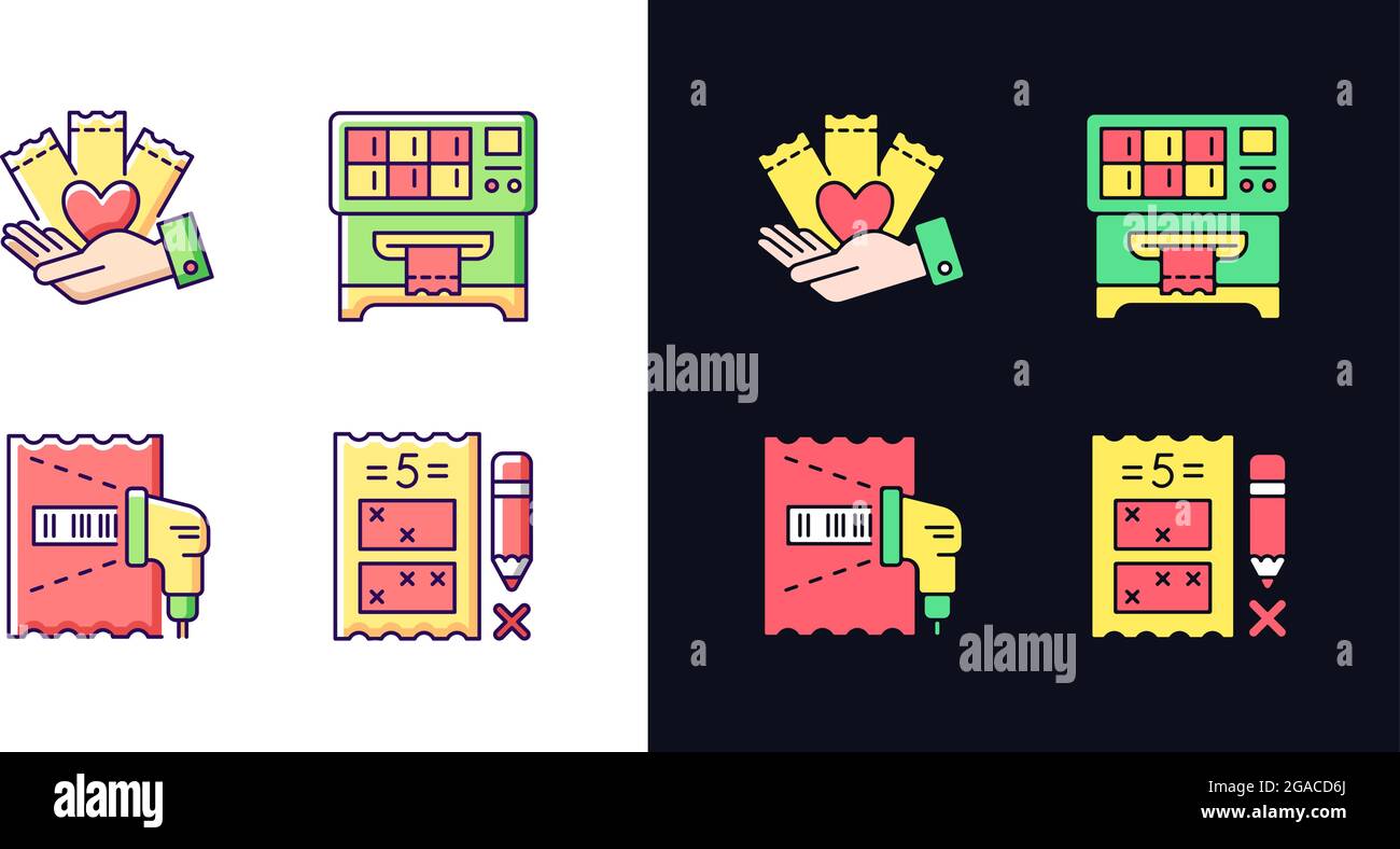 Playing lotto games light and dark theme RGB color icons set Stock ...