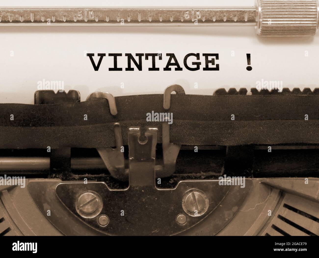 VINTAGE written by the old typewriter with old toned Sepia Effect Stock ...