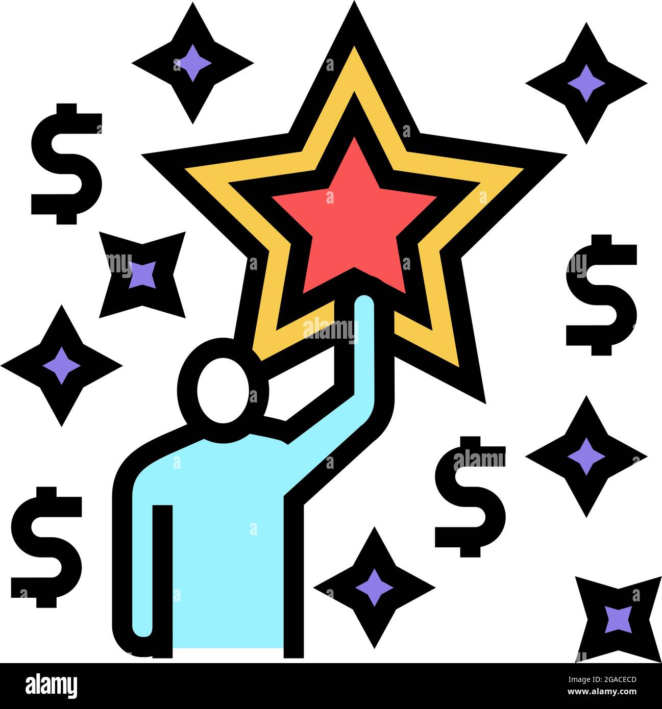 businessman motivation for goal achievement color icon vector ...