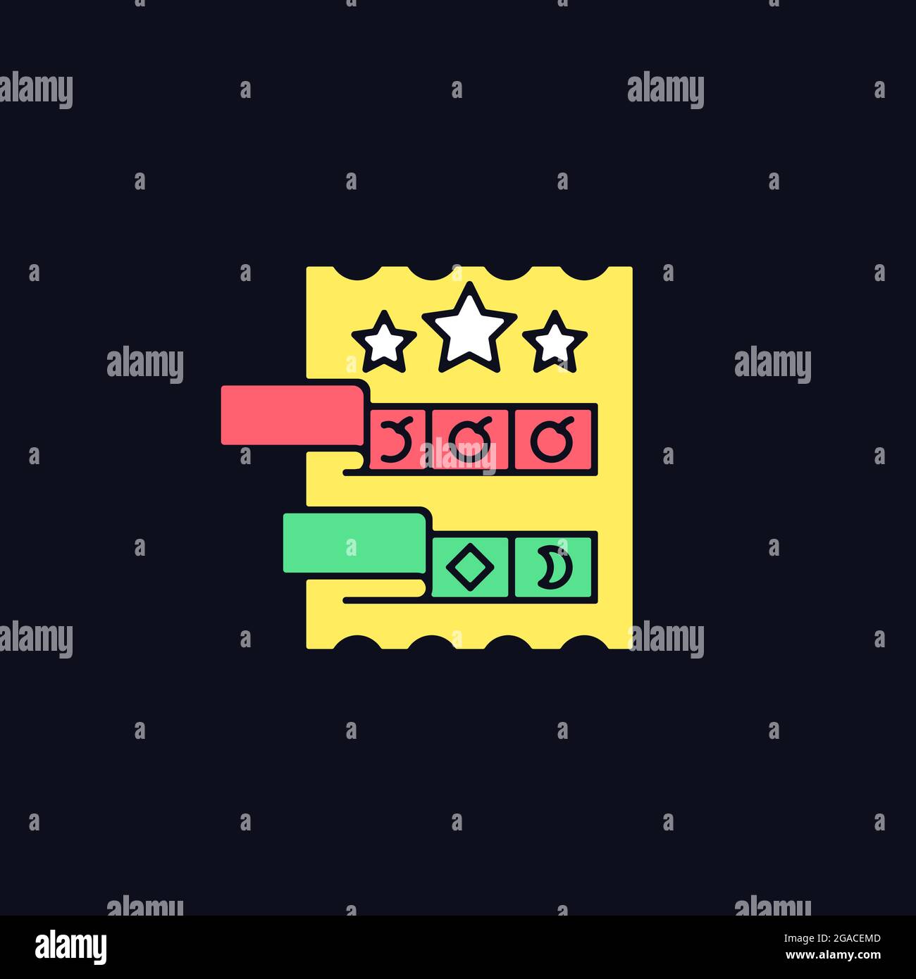 Break open lottery ticket RGB color icon for dark theme Stock Vector ...