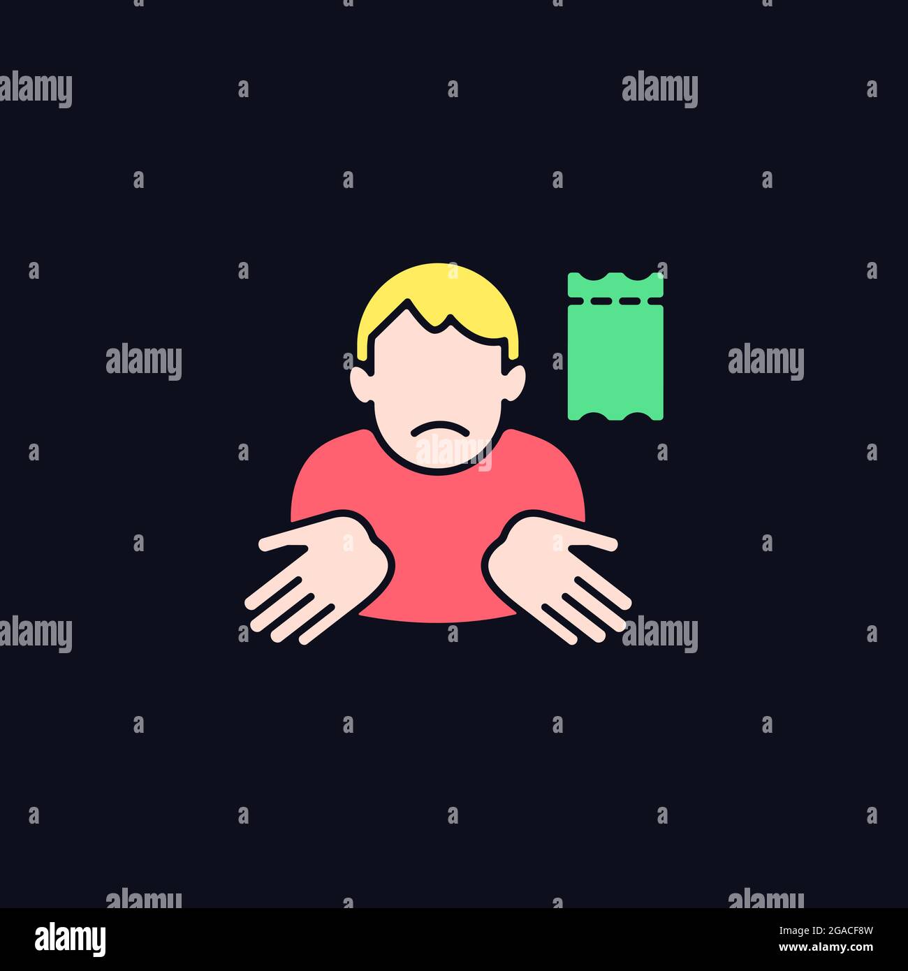 Winning lottery ticket loss RGB color icon for dark theme Stock Vector ...