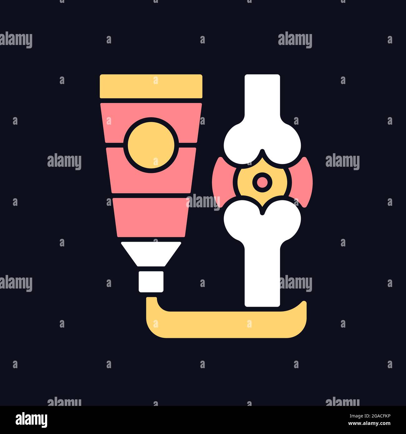 Ointment for arthritis RGB color icon for dark theme. Pain relieving ...