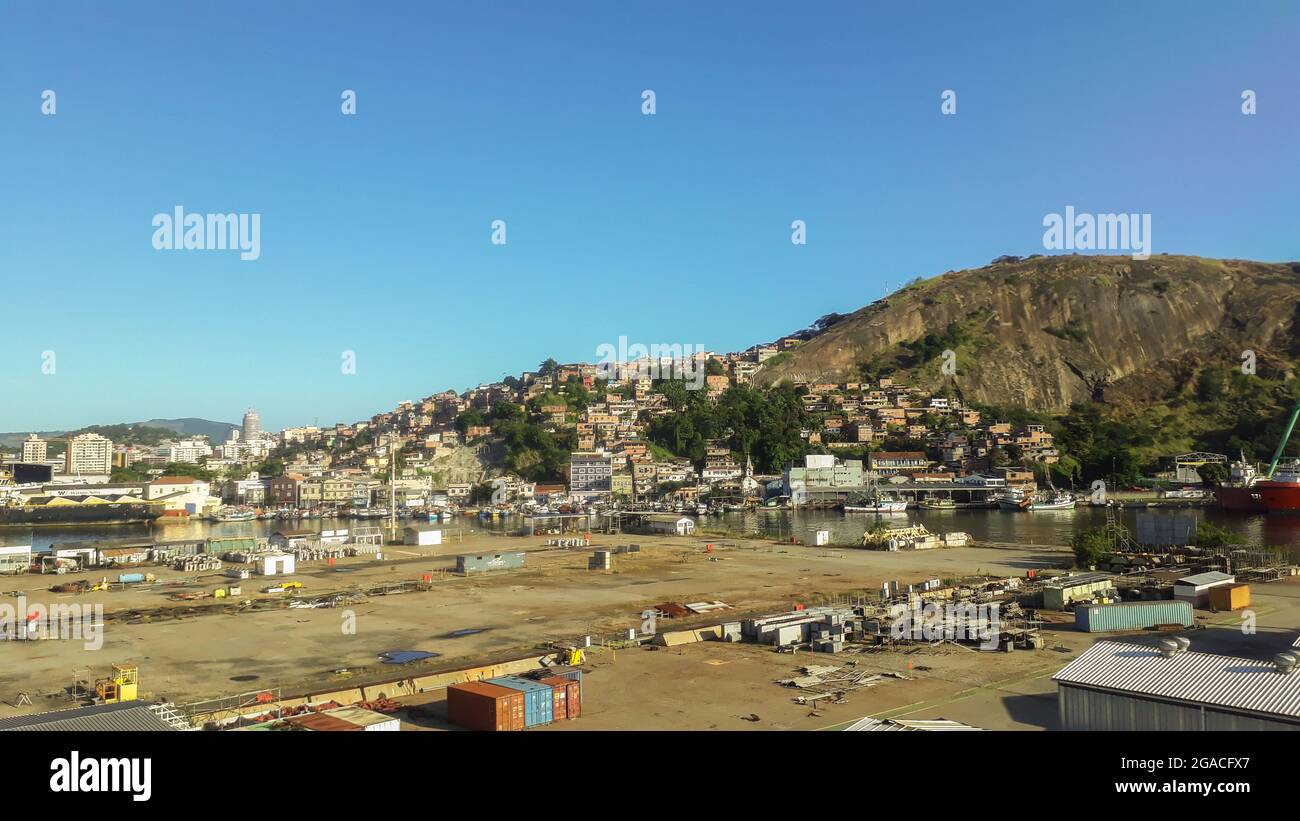 RIO DE JANEIRO, BRAZIL - Jun 01, 2021: The slum and containers on the ...