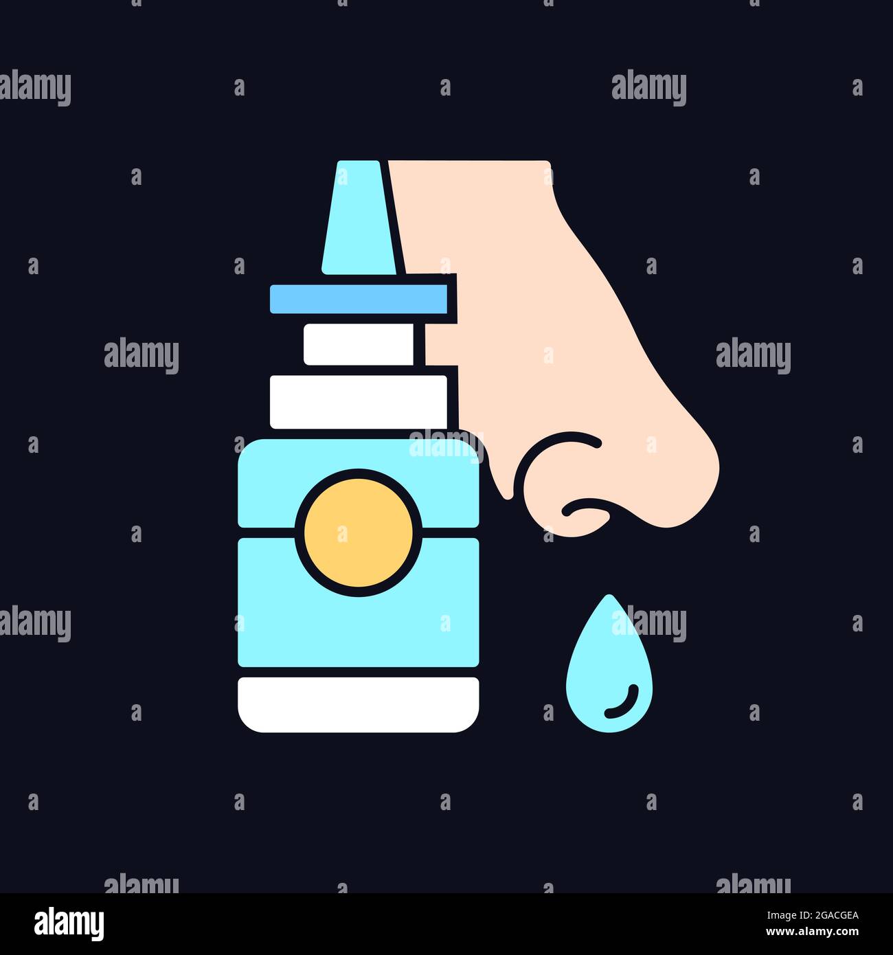 Nasal spray RGB color icon for dark theme. Relieve nasal discomfort ...