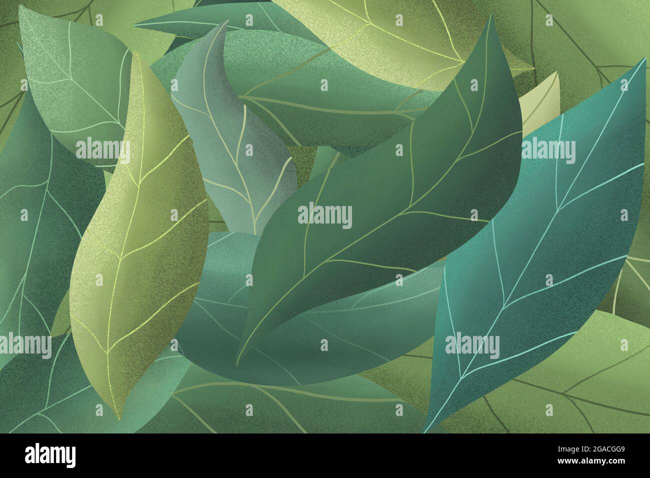 Illustration of green leaves with the start of spring. High quality ...