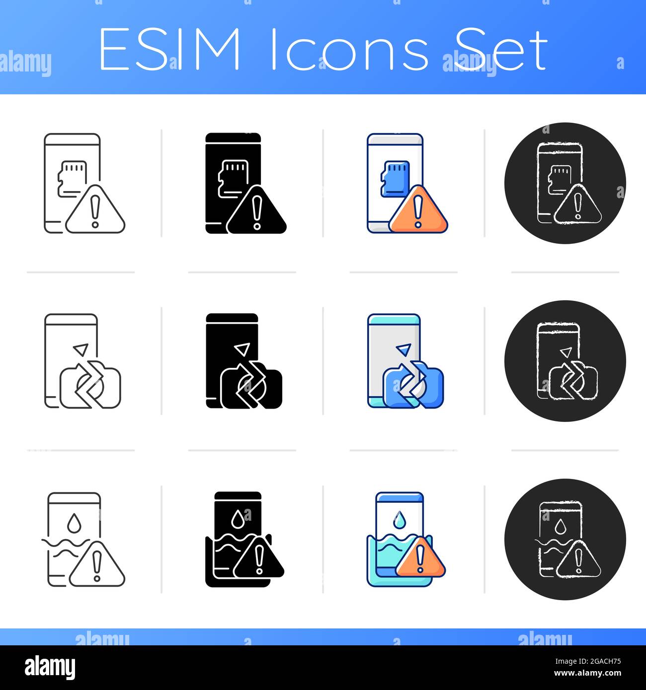 Mobile phone technical issues icons set Stock Vector Image & Art - Alamy