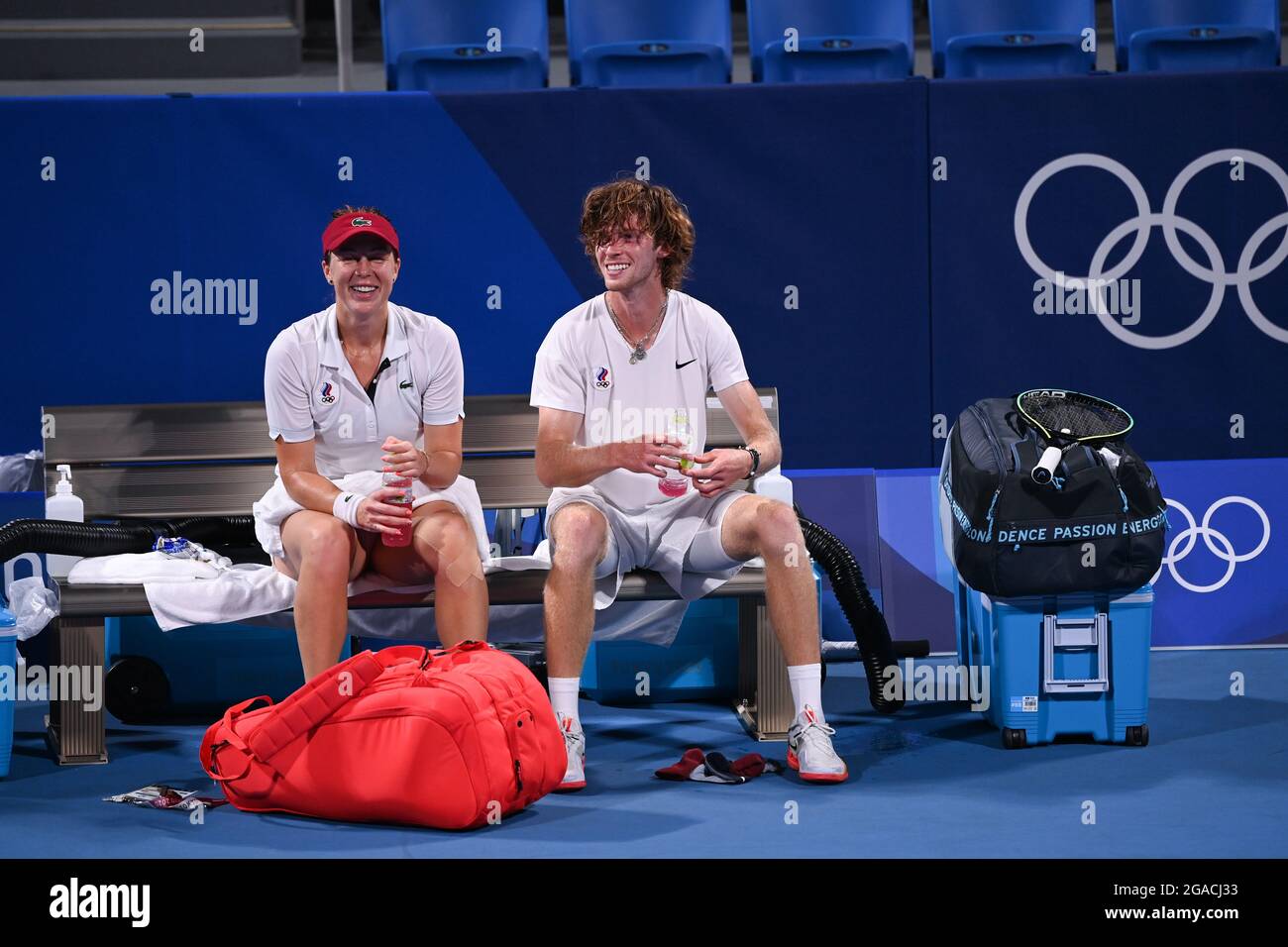 Tokyo, Japan. 30th July, 2021. ROC's Andrey Rublev (R)/Anastasia ...