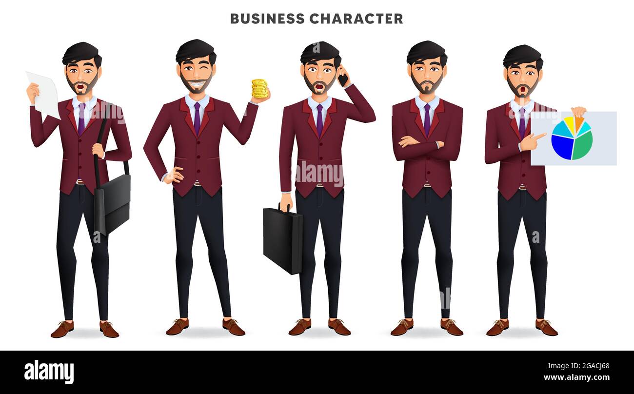 Business man characters vector set. Businessman male employee character ...
