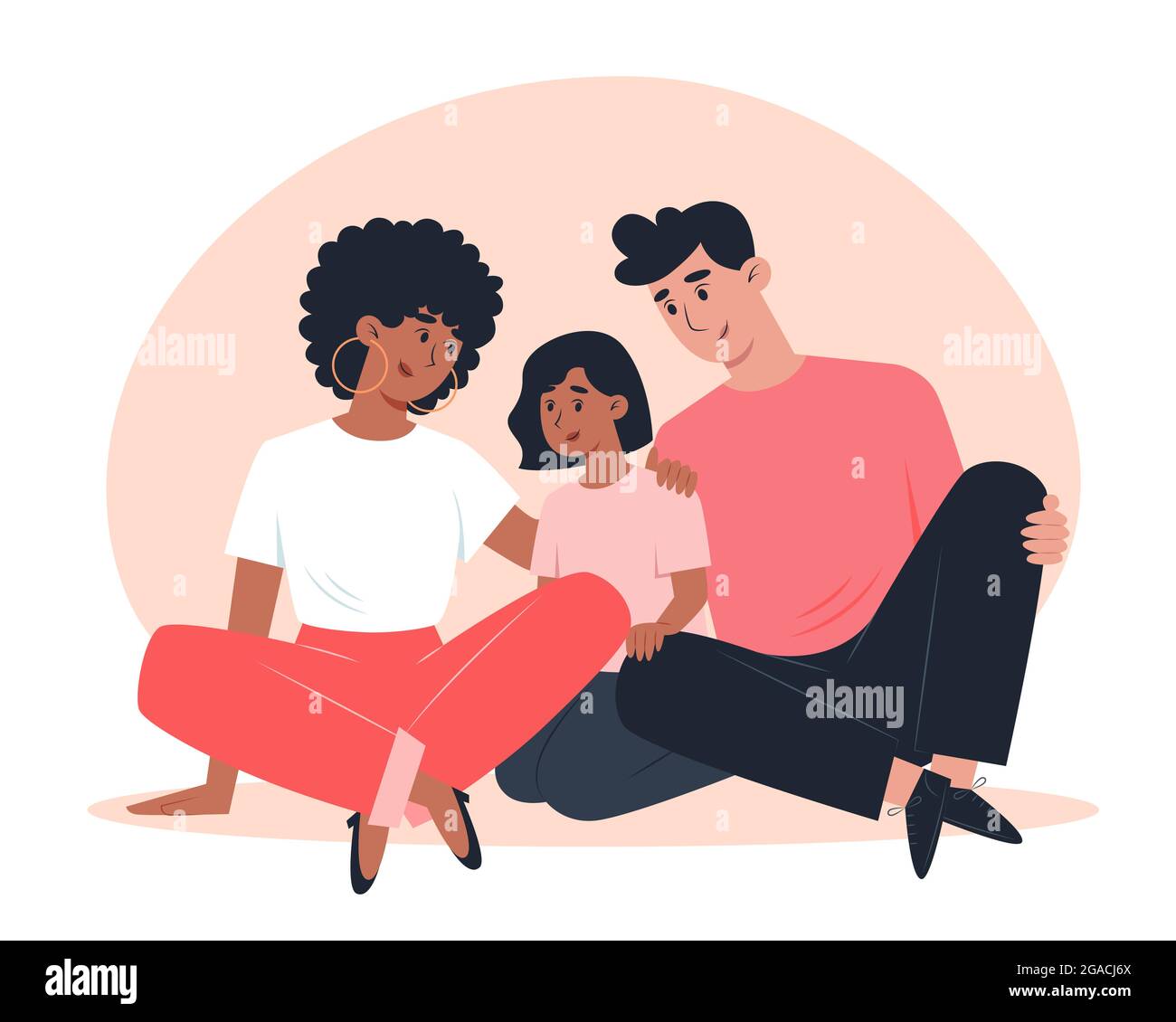 Happy multicultural network sitting on the floor and hugging Stock ...