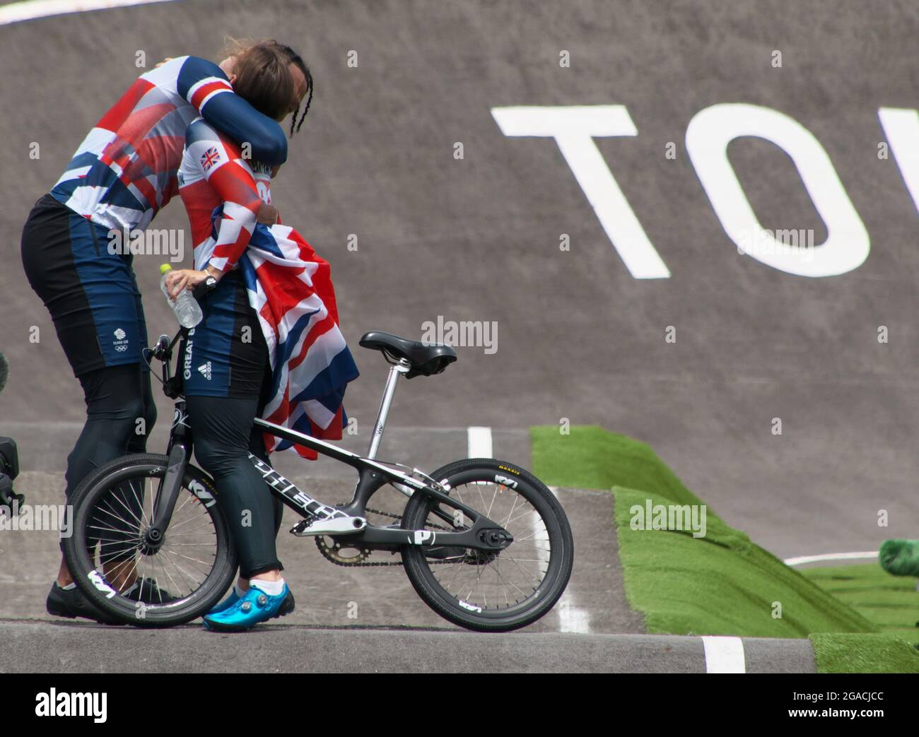 Tokyo, Japan. 30th July, 2021. Britain's Kye Whyte (L) hugs Bethany ...