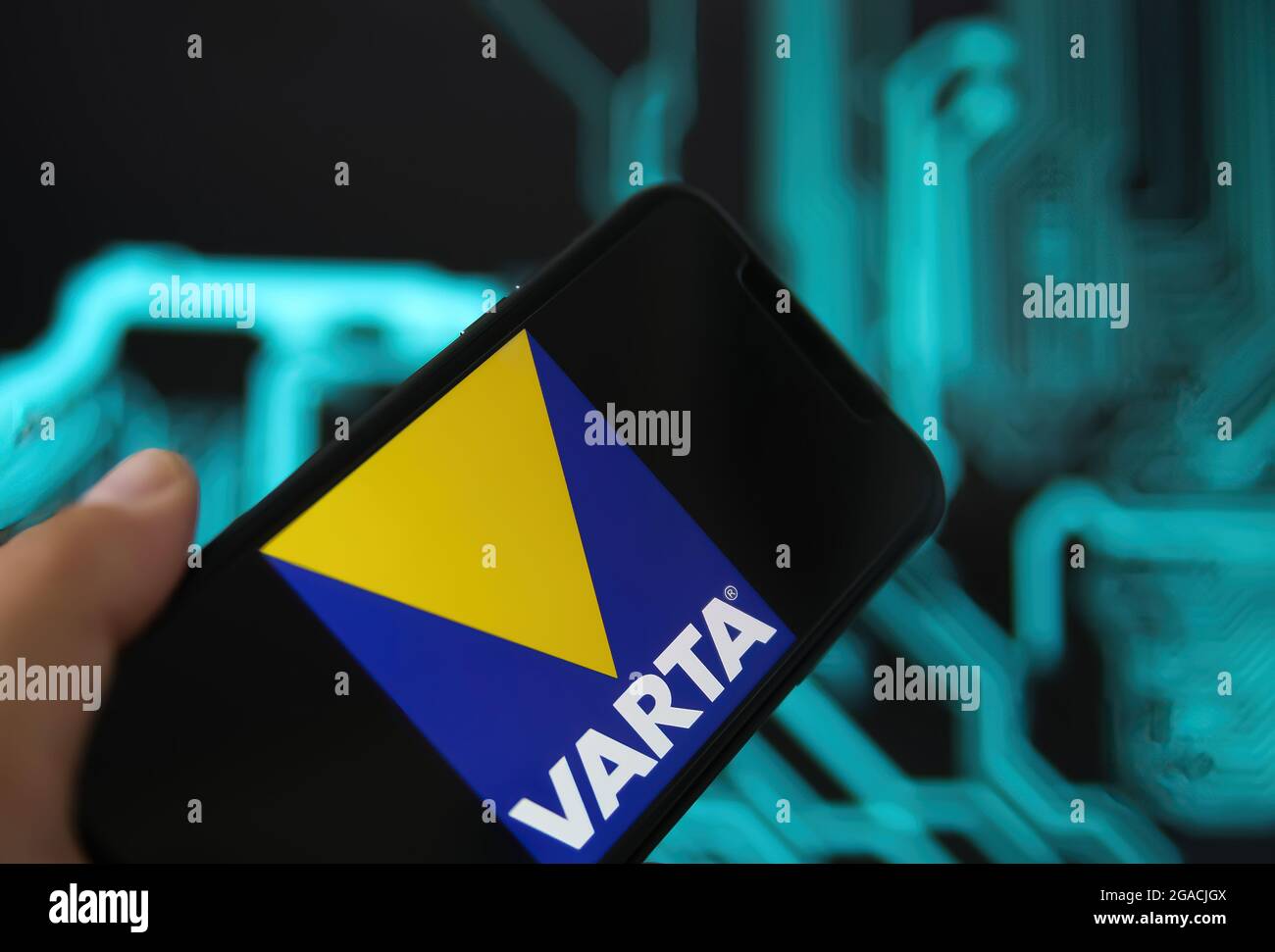 Viersen, Germany - May 9. 2021: Closeup of phone screen with logo ...