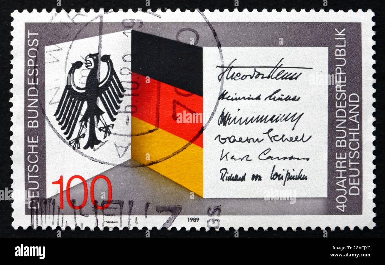 GERMANY - CIRCA 1989: a stamp printed in the Germany shows National ...