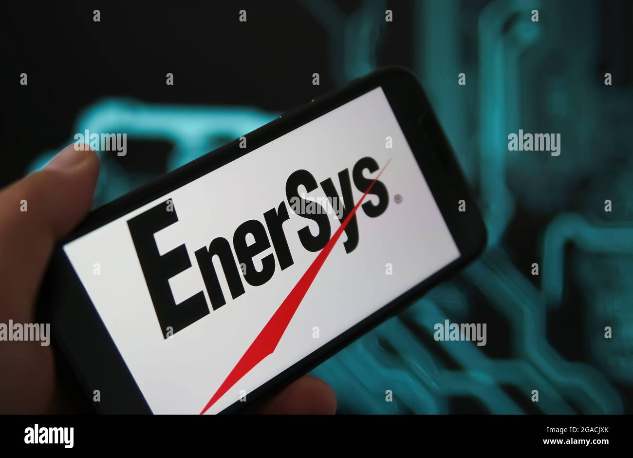 Viersen, Germany - May 9. 2021: Closeup of phone screen with logo ...