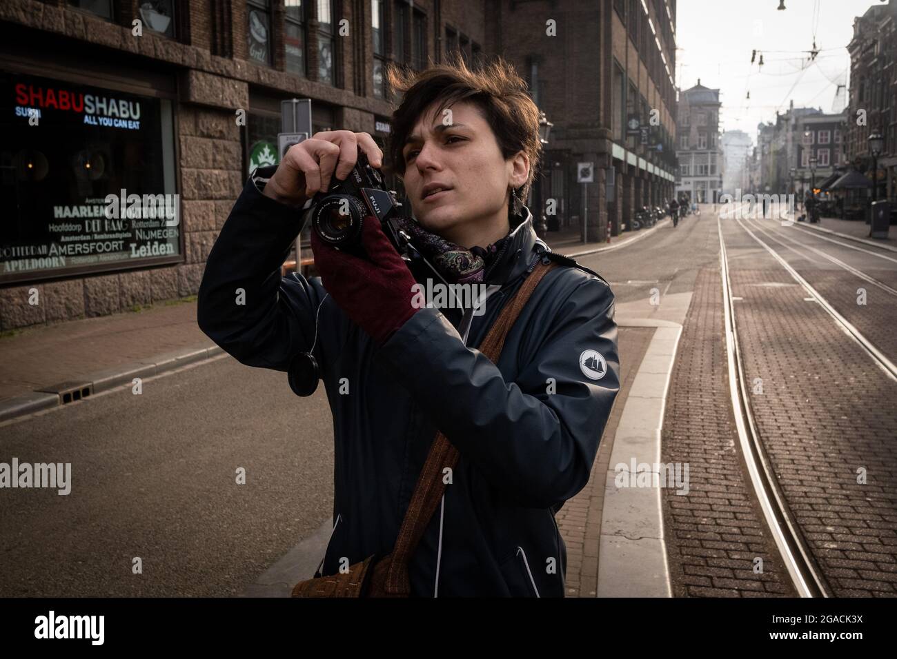Netherlands, Amsterdam. Illustration of daily life in Amsterdam ...