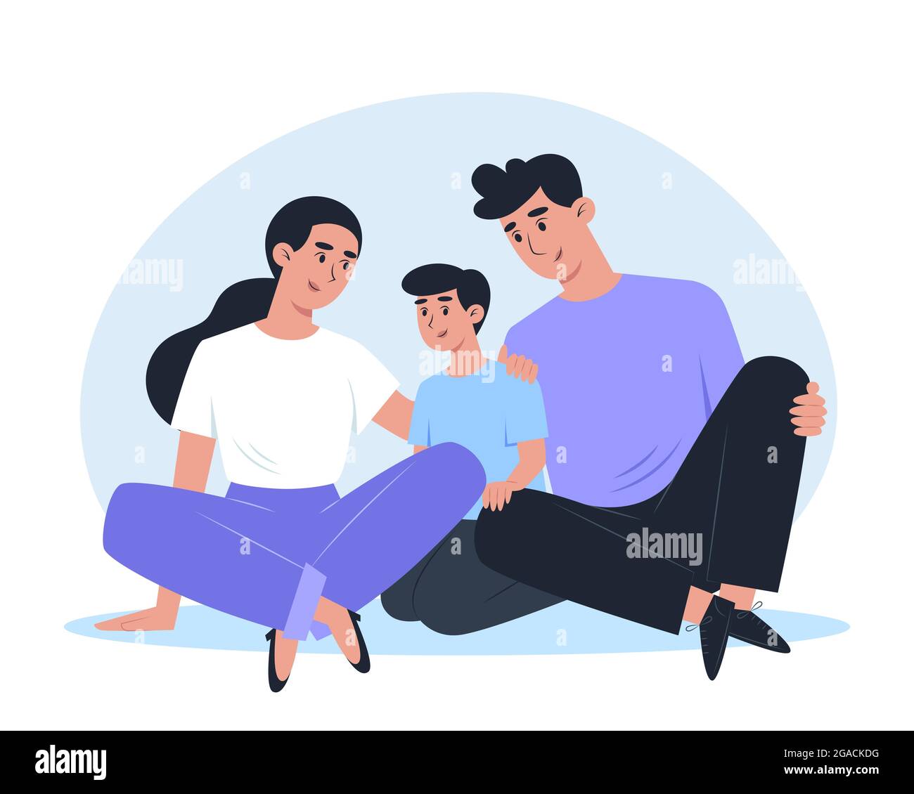 Couple Sitting On Floor Hugging Stock Vector Images - Alamy
