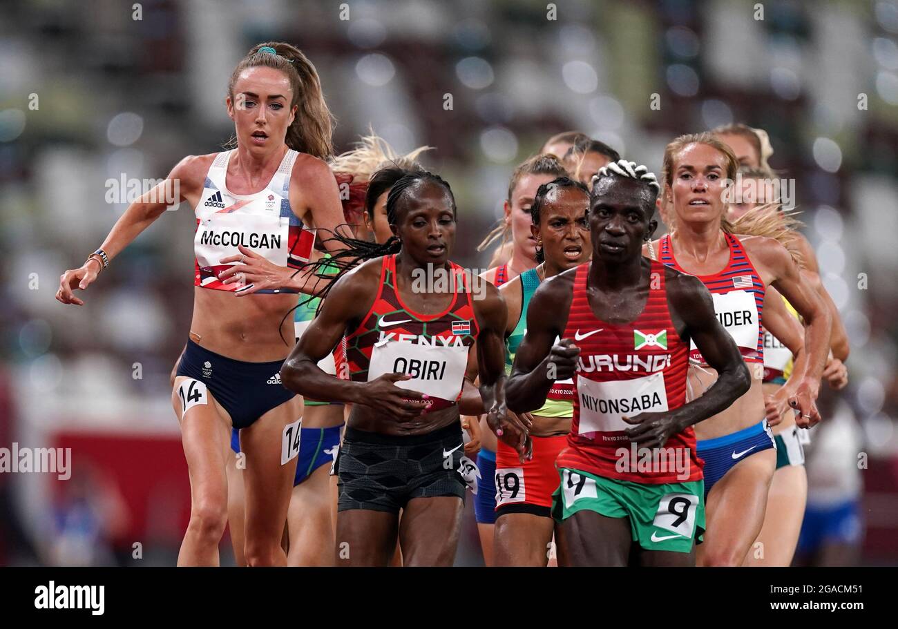 Great Britain's Eilish McColgan (left) in action during the second heat ...