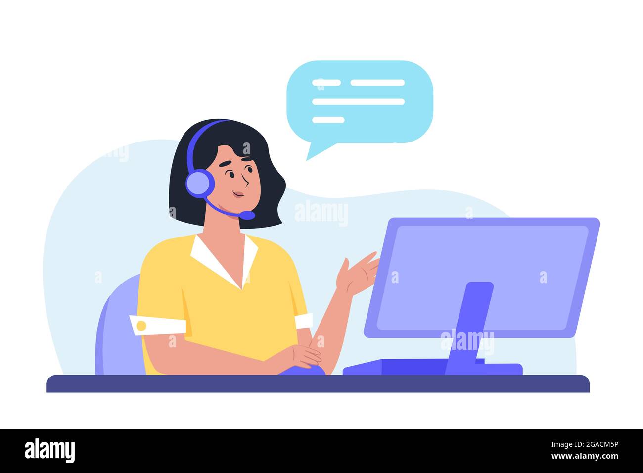 Customer support department staff helping a client via hotline call to ...