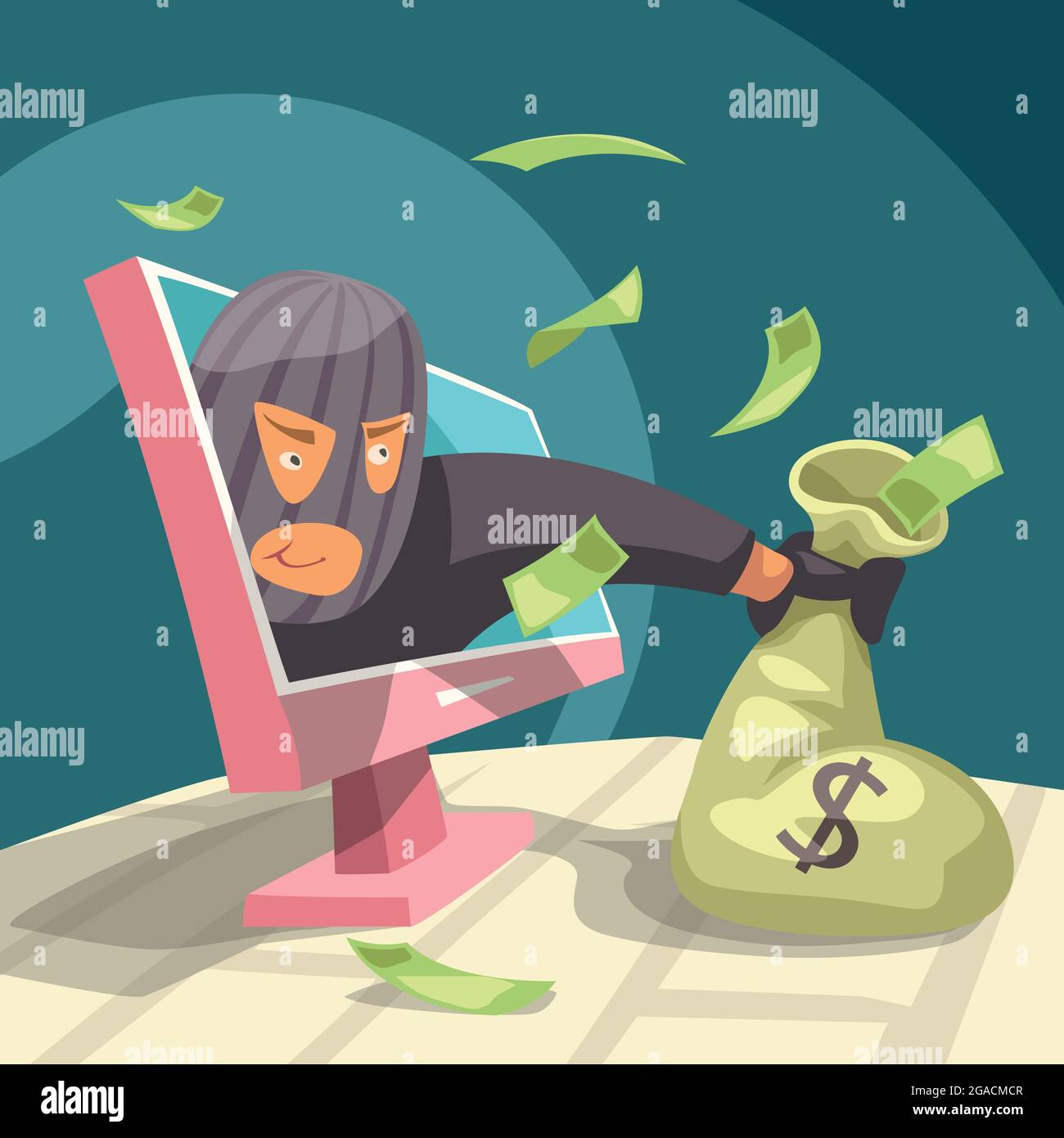 Stealing data from laptop Stock Vector Images - Alamy