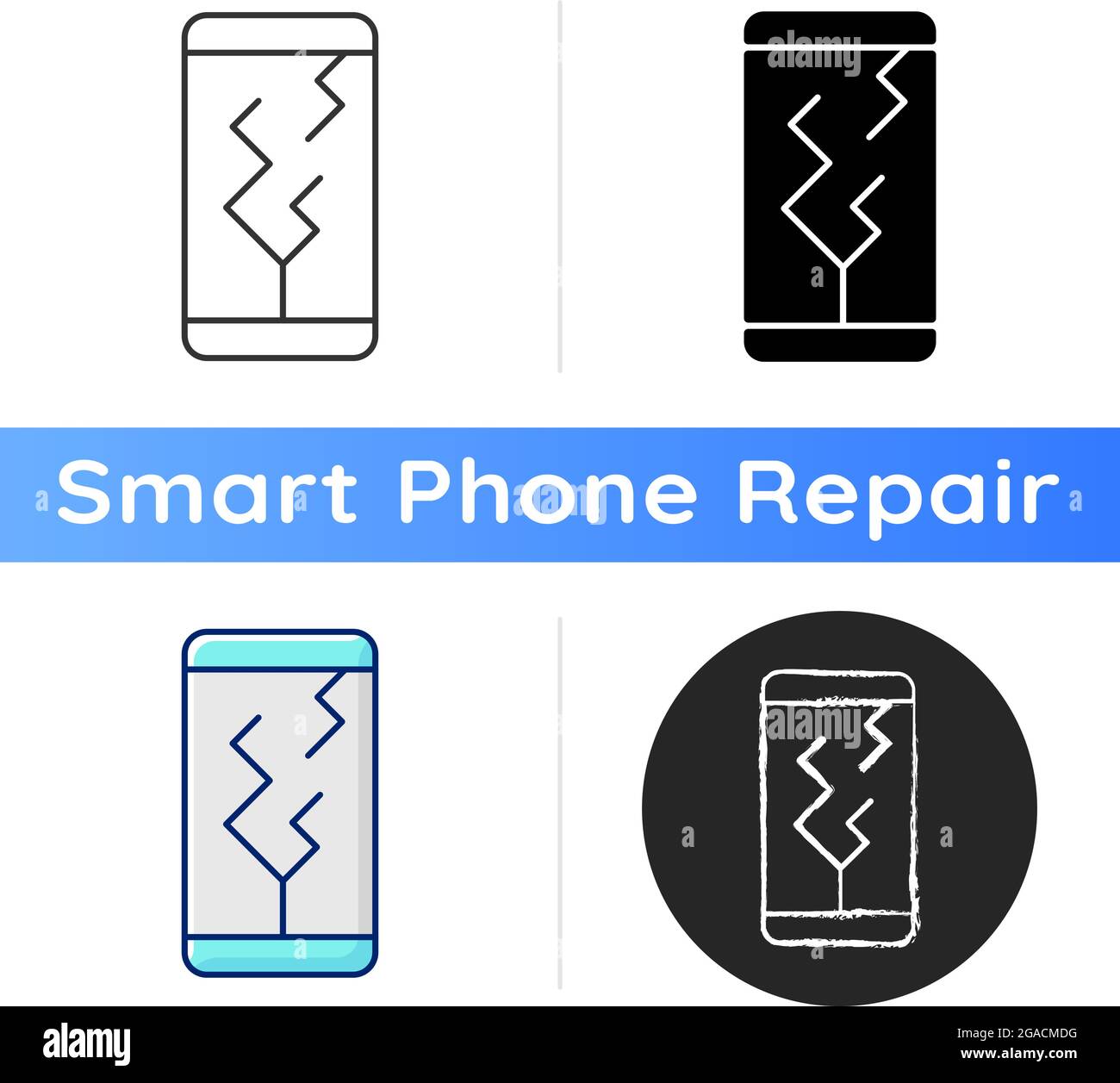 Shattered phone screen icon Stock Vector Images - Alamy