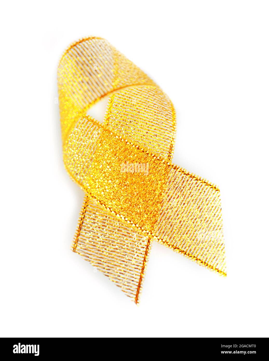 Golden ribbon isolated on white Stock Photo - Alamy