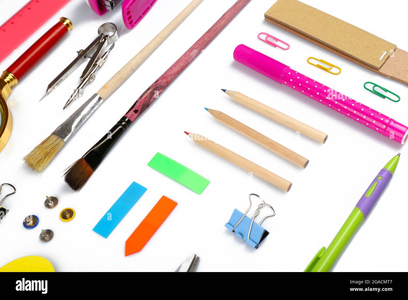 Stationery objects isolated on white Stock Photo - Alamy