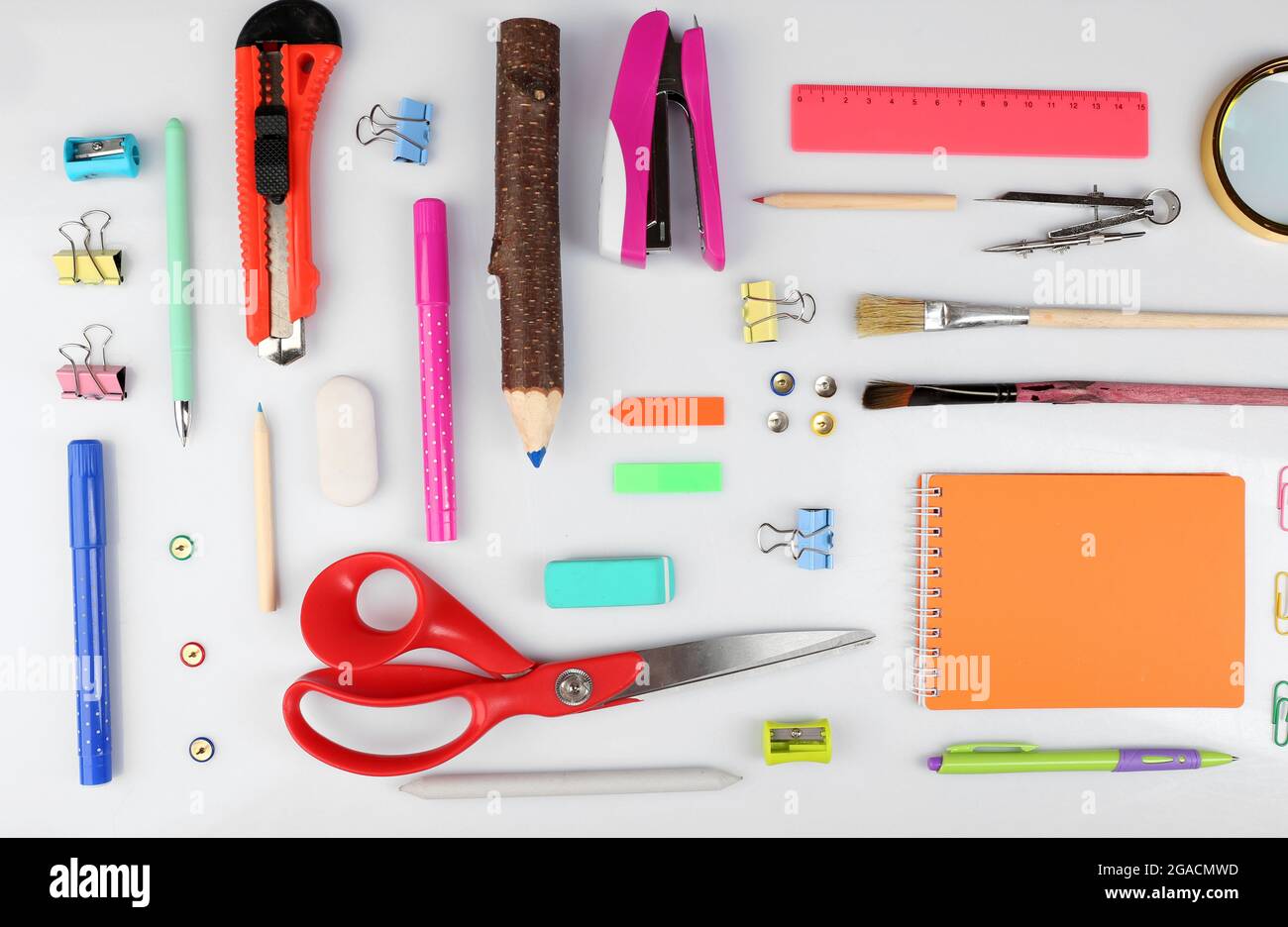 Stationery objects isolated on white Stock Photo - Alamy