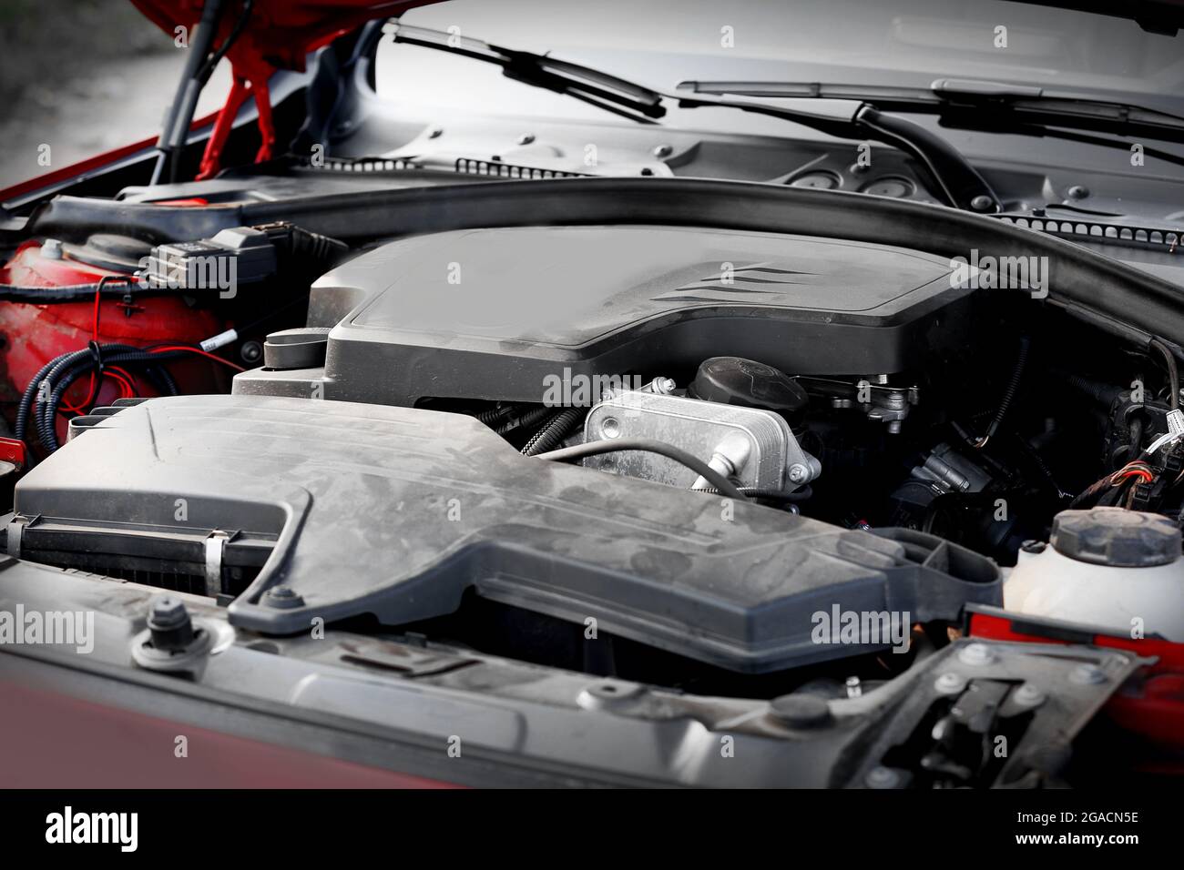 Car engine compartment Stock Photo - Alamy
