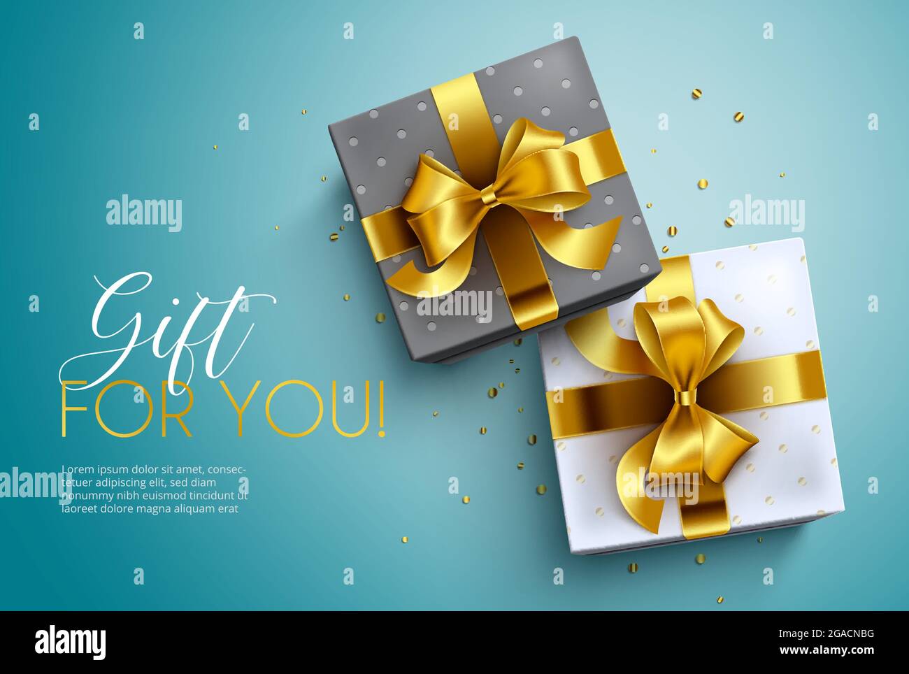 Gifts vector banner design. Gift for you text with elegant gold ribbon ...