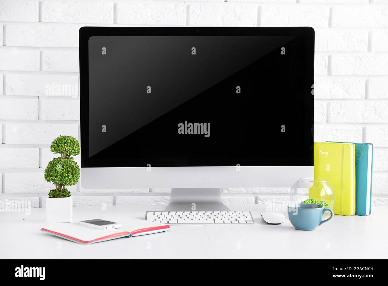 Office workplace with modern computer Stock Photo - Alamy