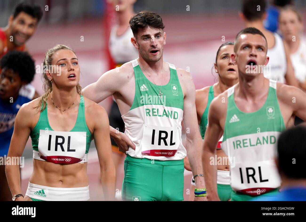 Ireland's (left-right) Sophie Becker, Cillin Greene, Phil Healy ...