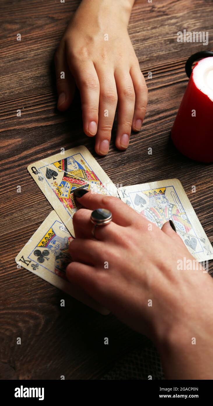 Witch - fortune teller reading fortune close up Stock Photo - Alamy
