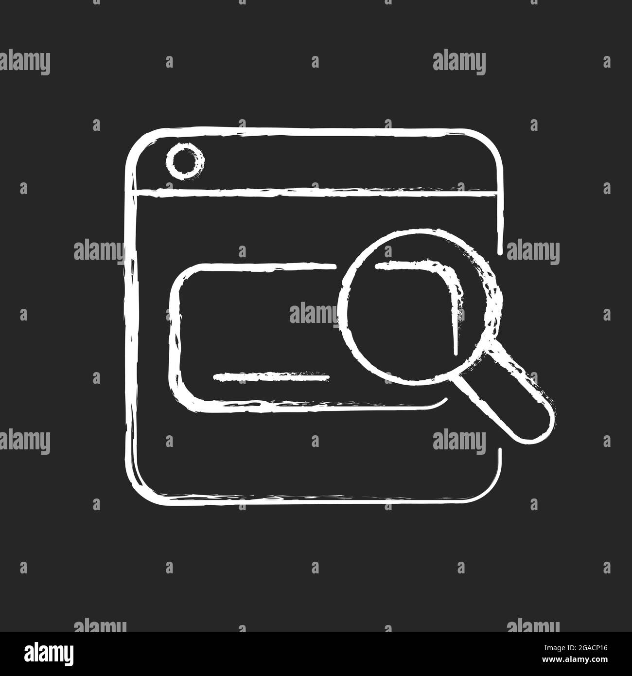 Search engines chalk white icon on dark background. Looking up ...