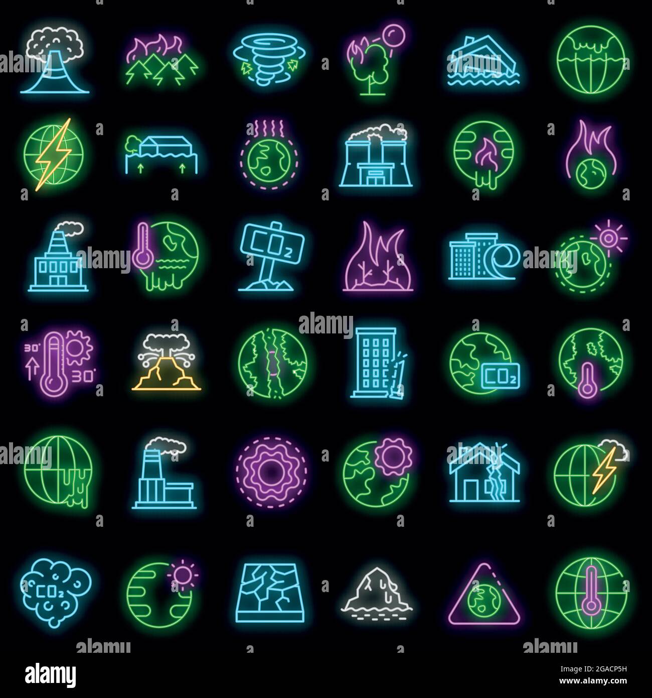 Global warming icons set. Outline set of global warming vector icons ... Global warming icons set. Outline set of global warming vector icons ...