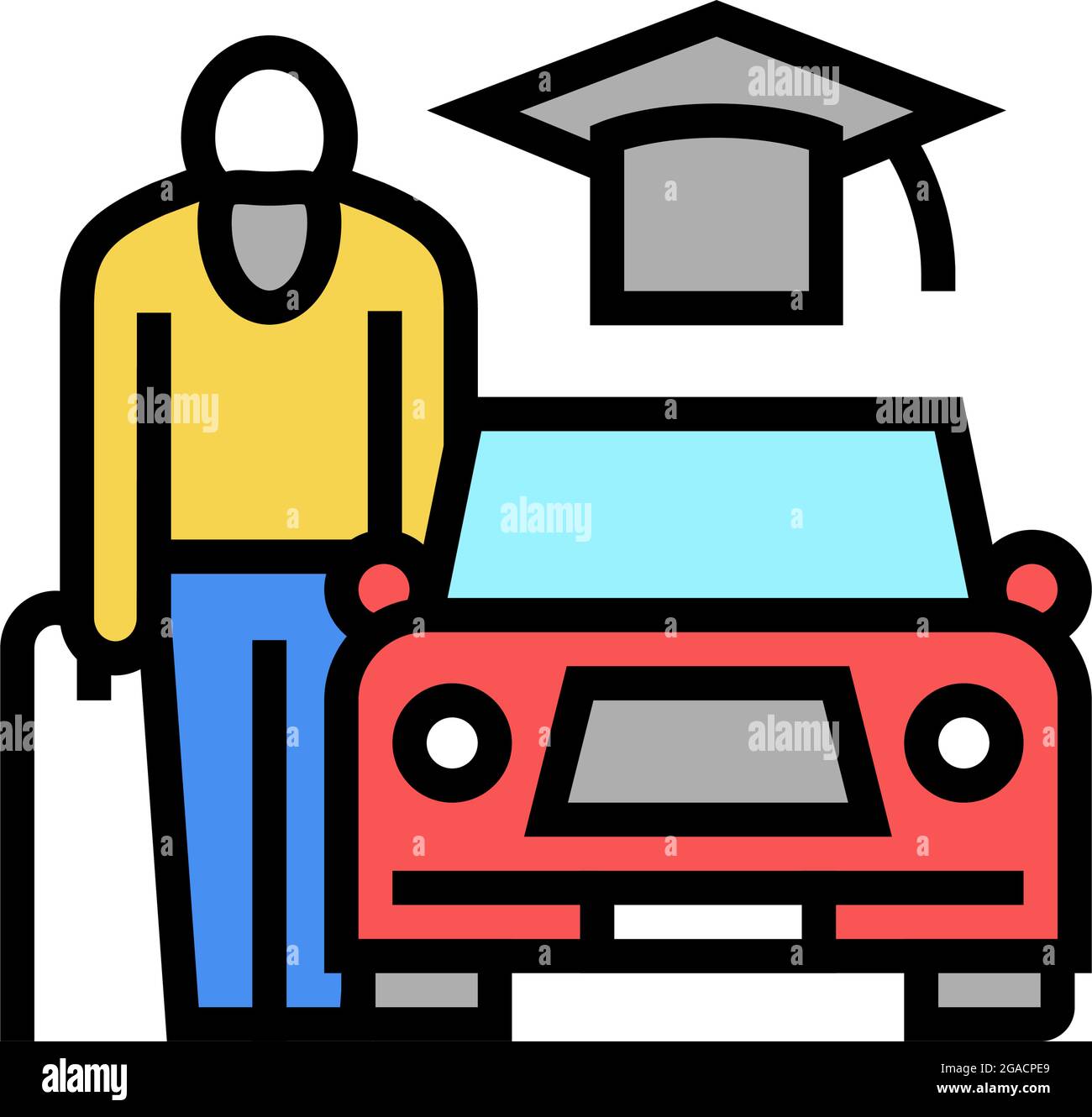 driving lessons for seniors color icon vector illustration Stock Vector ...