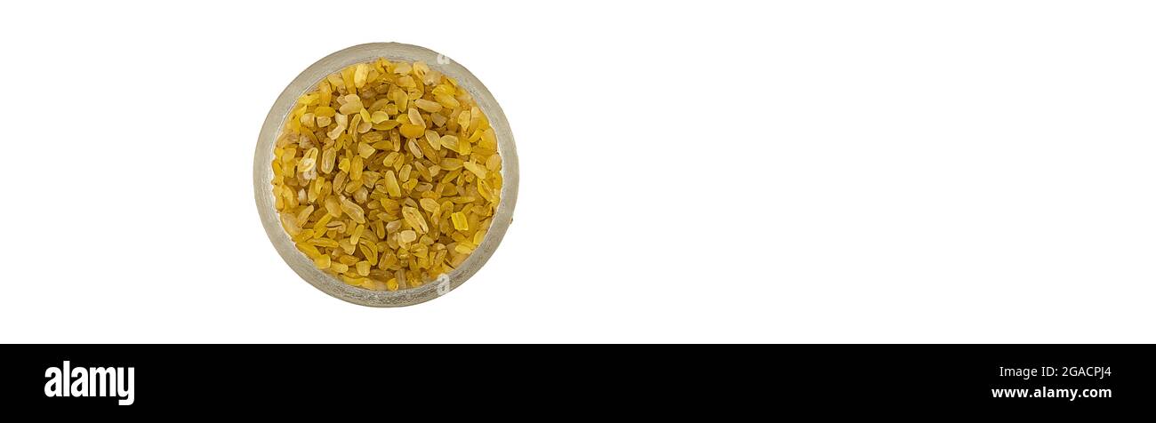 bulgur isolated. raw bulgur banner. bulgur top view on white background ...