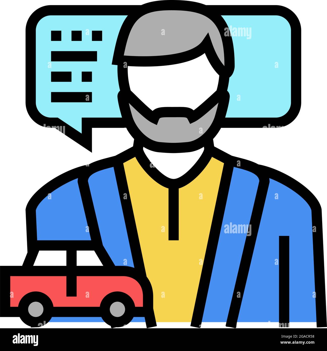 male driving school instructor color icon vector illustration Stock ...