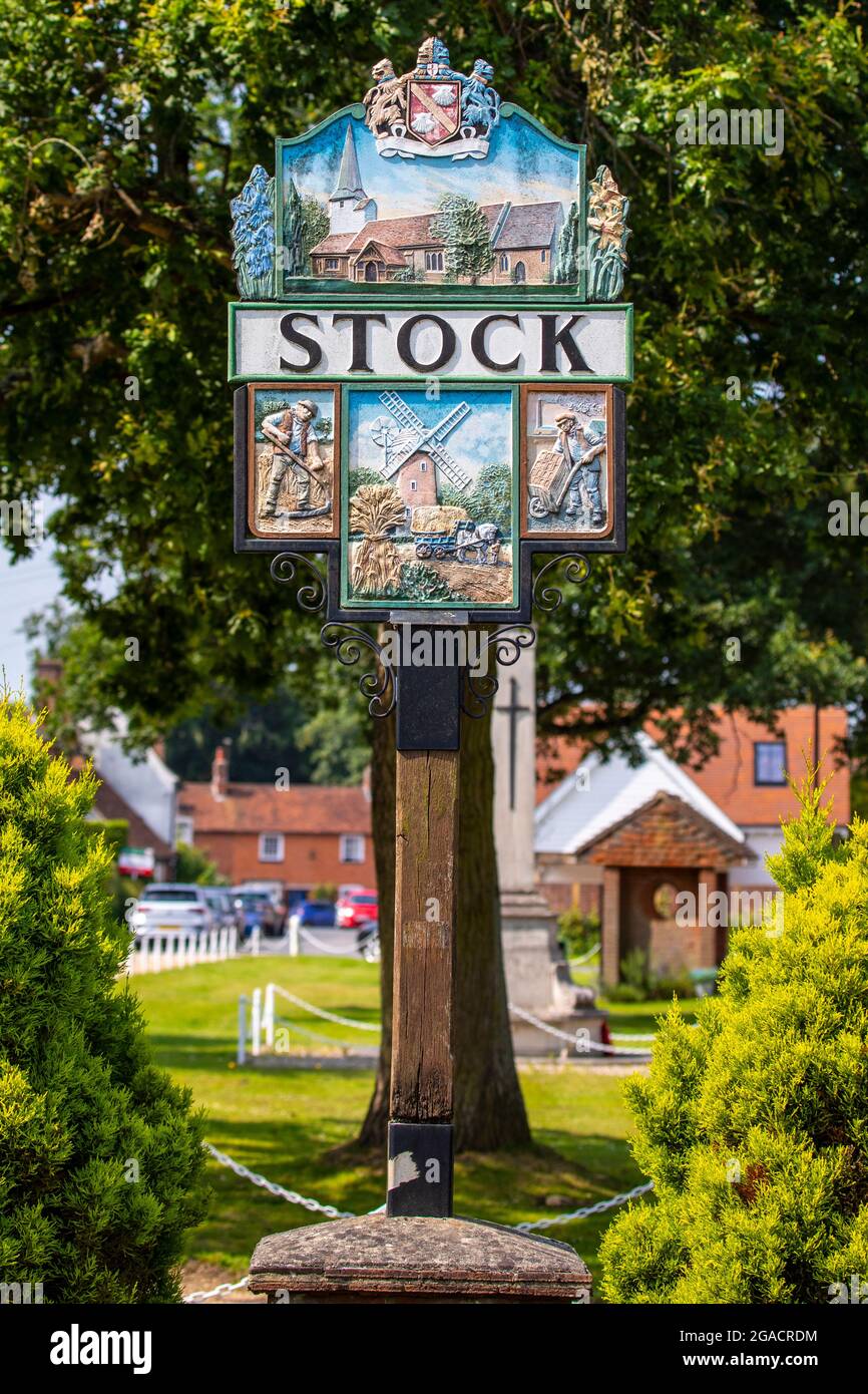 A traditional sign in the beautiful village of Stock in Essex, UK Stock ...