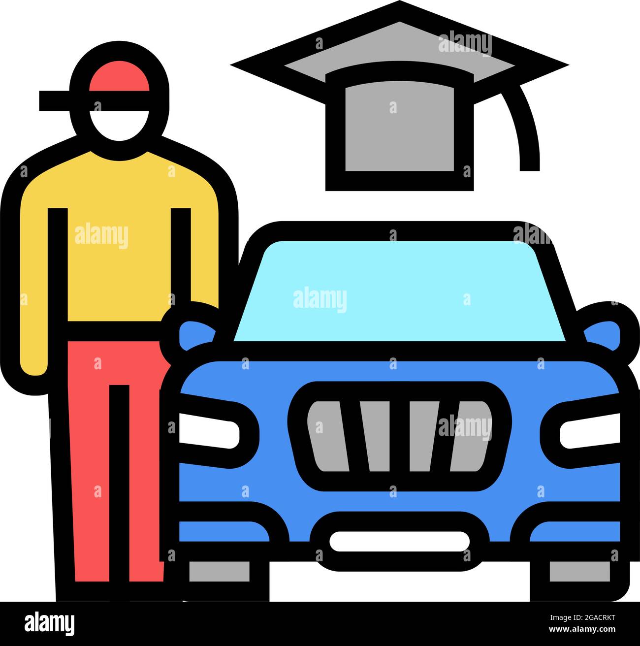 driving Lessons for teens color icon vector illustration Stock Vector ...